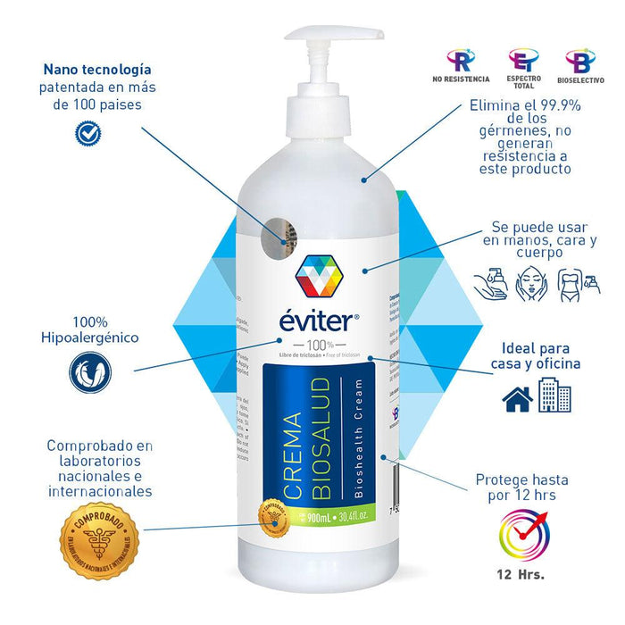CREMA ANTISÉPTICA BIOSALUD ÉVITER® 900 ML | Éviter - GasdemB